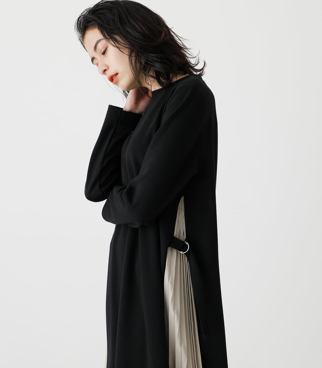 AZUL BY MOUSSY | SIDE PLEATS COMBINATION OP (ワンピース(ミニ・ミディアム） ) |SHEL ...