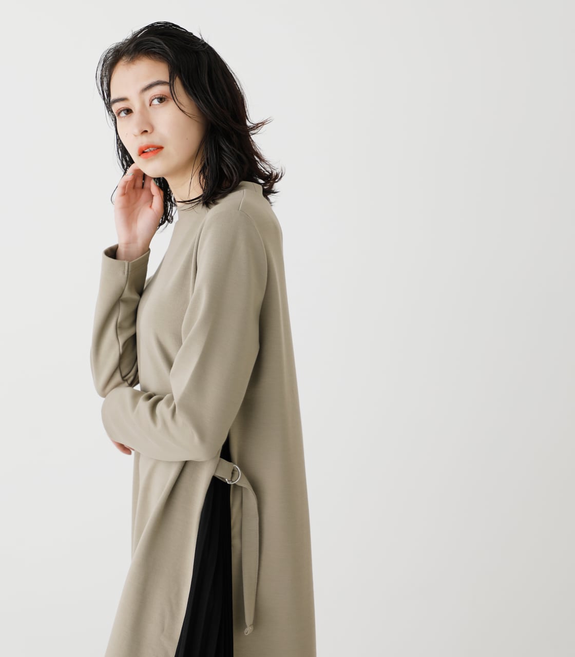 AZUL BY MOUSSY | SIDE PLEATS COMBINATION OP (ワンピース(ミニ・ミディアム） ) |SHEL ...