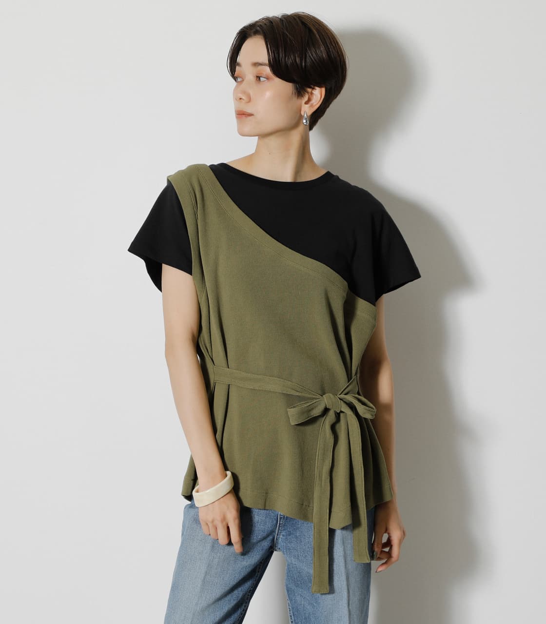 AZUL BY MOUSSY | FAKE LAYERED ONE SHOULDER TOPS (Tシャツ・カットソー(半袖) ) |SHEL ...